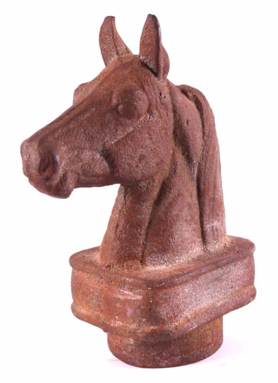 Antique Cast Iron Horse Head Hitching Post Cap