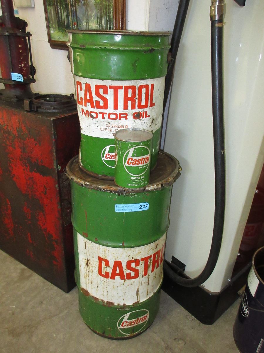 3 Vintage Castrol oil pails