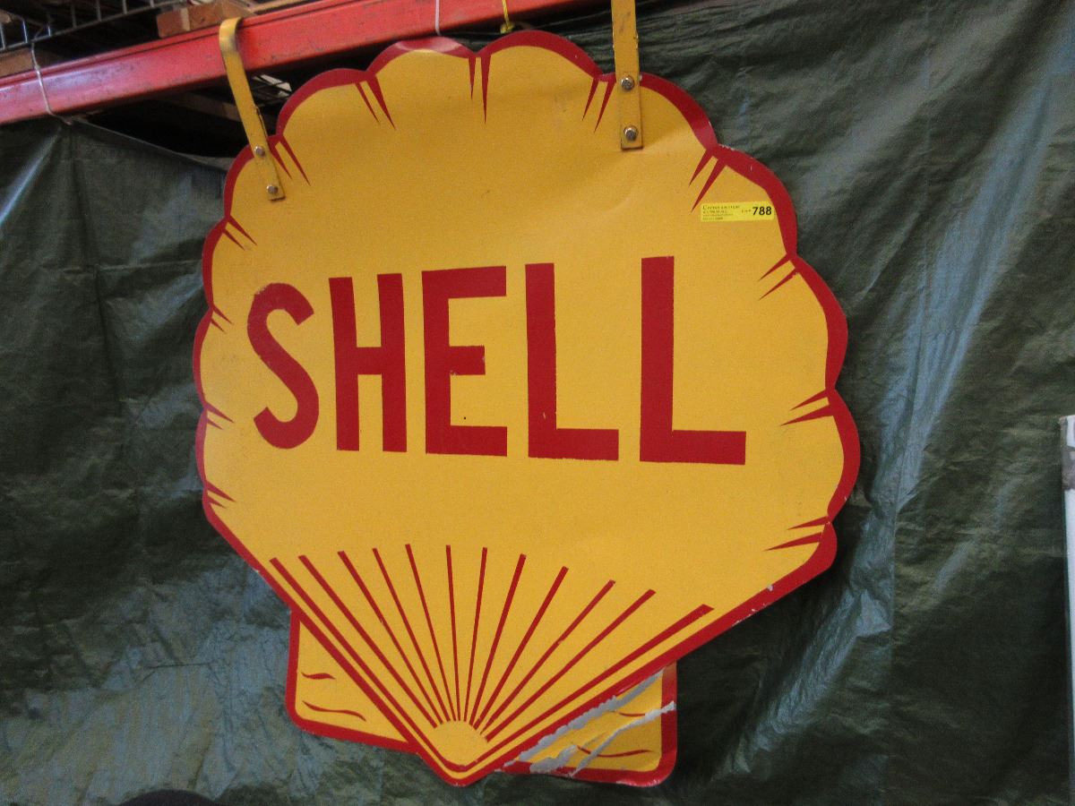Vintage Shell "Clam Shell" sign - Double sided