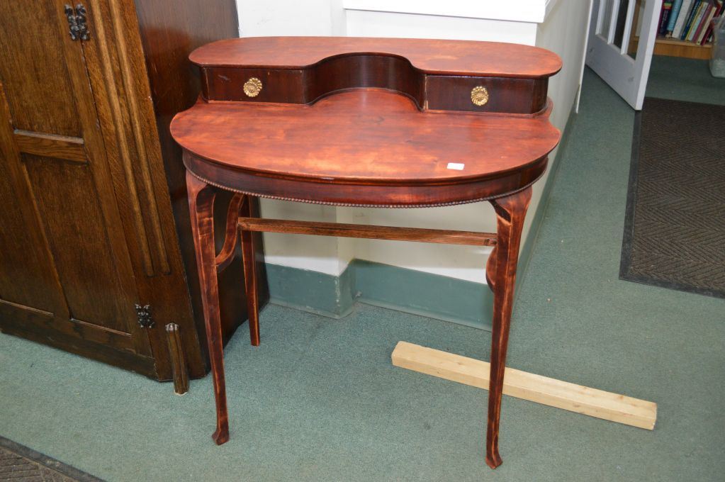 Unusual small two drawer antique writing desk
