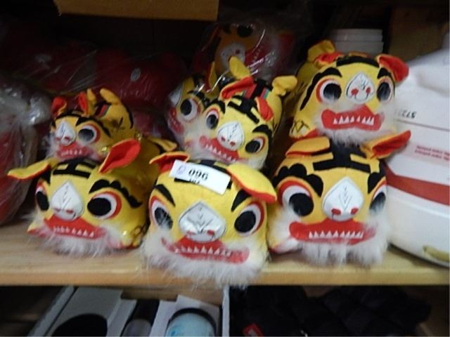 NEW STUFFED FOO DOG TOYS - ASSORTED SIZES. - 6 PER LOT - YELLOW