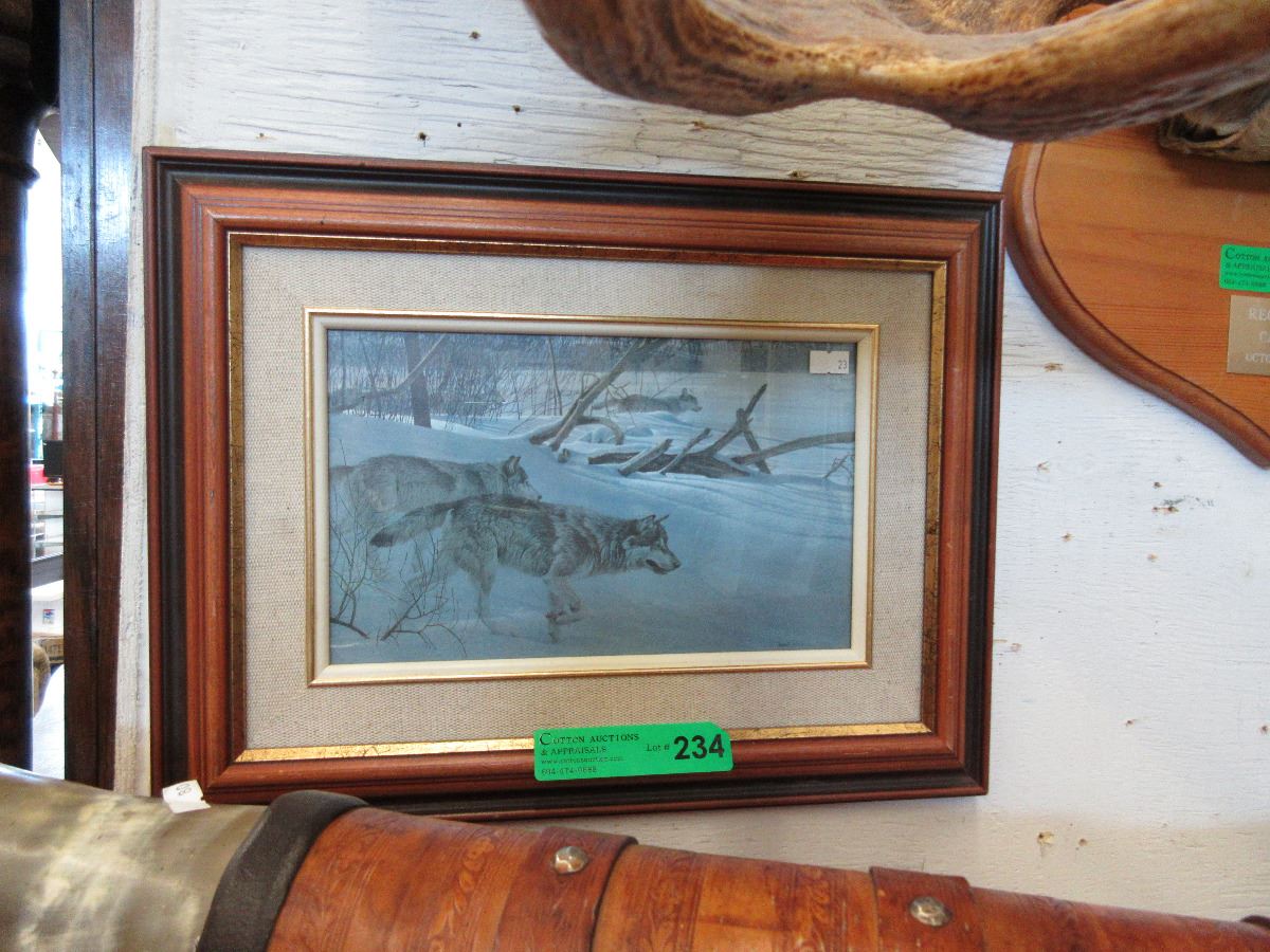 Framed Robert Bateman print of Wolves