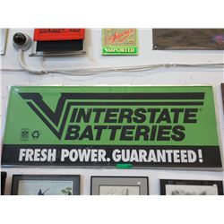 Metal Interstate Batteries sign