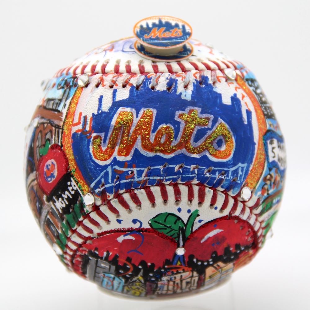 Charles Fazzino Signed Mets Custom Hand-Painted 3D Art Baseball with ...