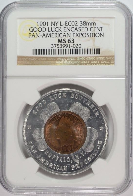 1901 ENCASED CENT PAN-AM EXPO NGC MS63