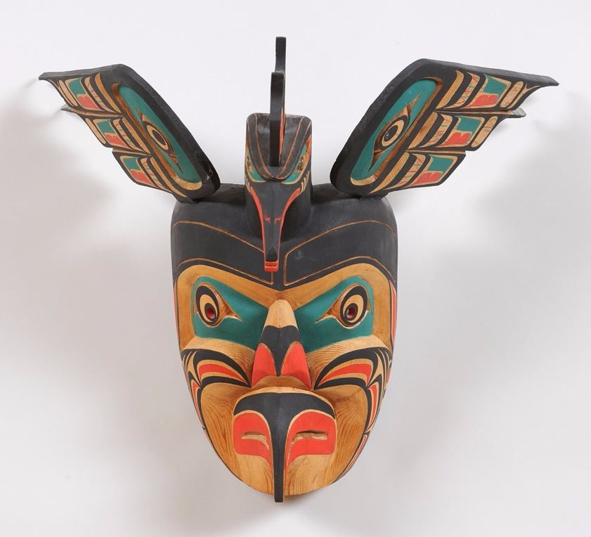 Ozzie Matalpi Kwagiulth Kingfisher Mask 17" H. 13 1/2" W. Good Condition