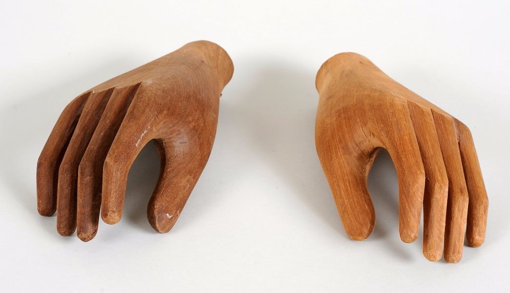 Pair of Carved Wood Shaman's Hands ca. 1910 8 1/2" L. Good Condition