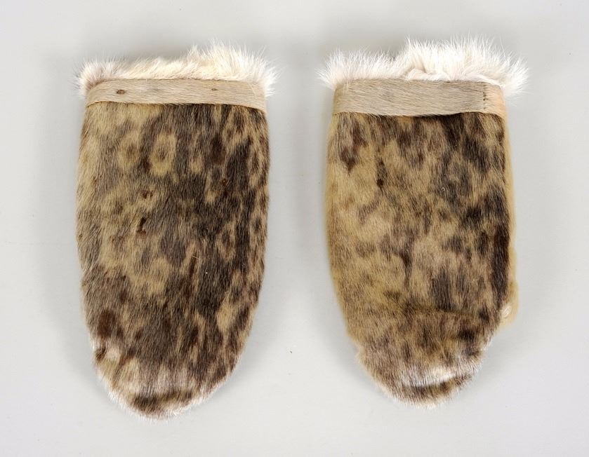 Pair of Inuit Sealskin Mitts with Inner Liner ca. 1950's 10 1/2" L ...