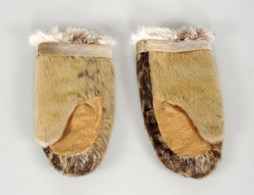 Pair of Inuit Sealskin Mitts with Inner Liner ca. 1950's 10 1/2" L ...