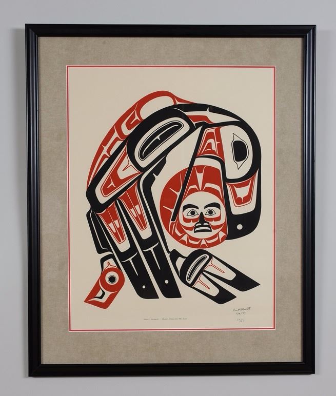 Ken Mowatt Serigraph "Raven Stealing the Sun" 32/50 '73 28"x 34" Framed ...