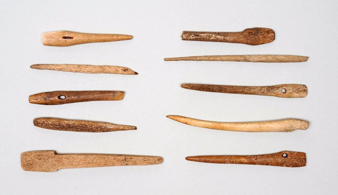 Ten Aleut Bone Needles and Awl Artifacts - Kodiak Island, AK 2 1/4" L ...
