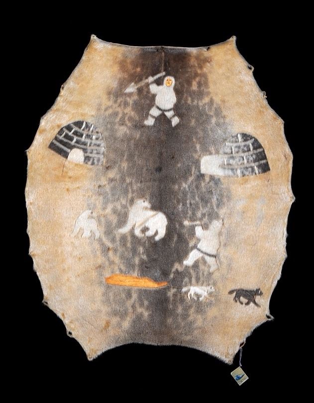 Inuit Seal Skin Wall Hanging Depicting Arctic Life 22"x 42" Good ...