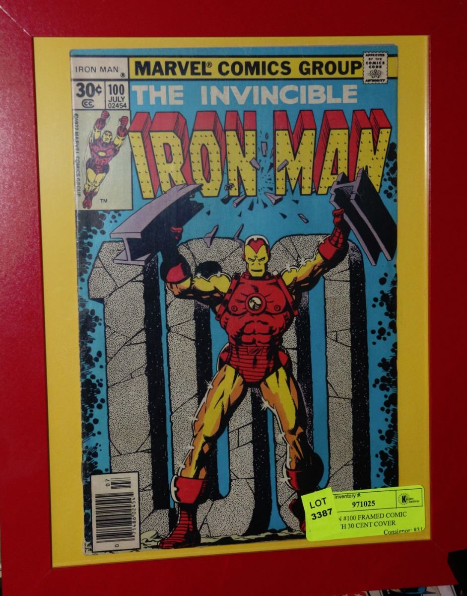 IRON MAN #100 FRAMED COMIC BOOK WITH 30 CENT COVER