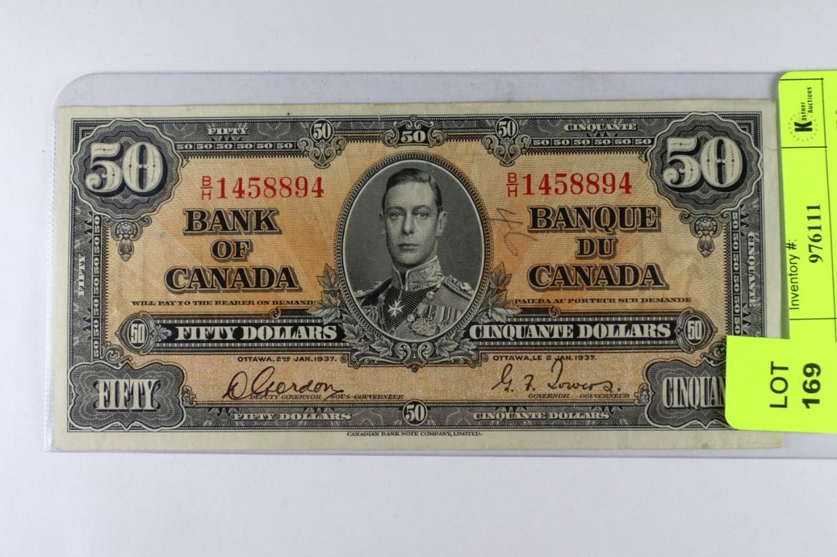 1937 CANADIAN $50 DOLLAR BILL - Kastner Auctions