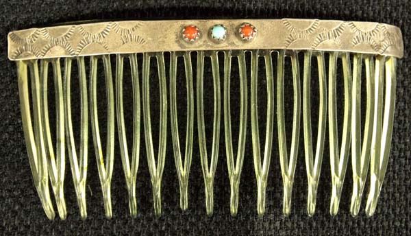 Native American Navajo Old Pawn Silver Hair Comb