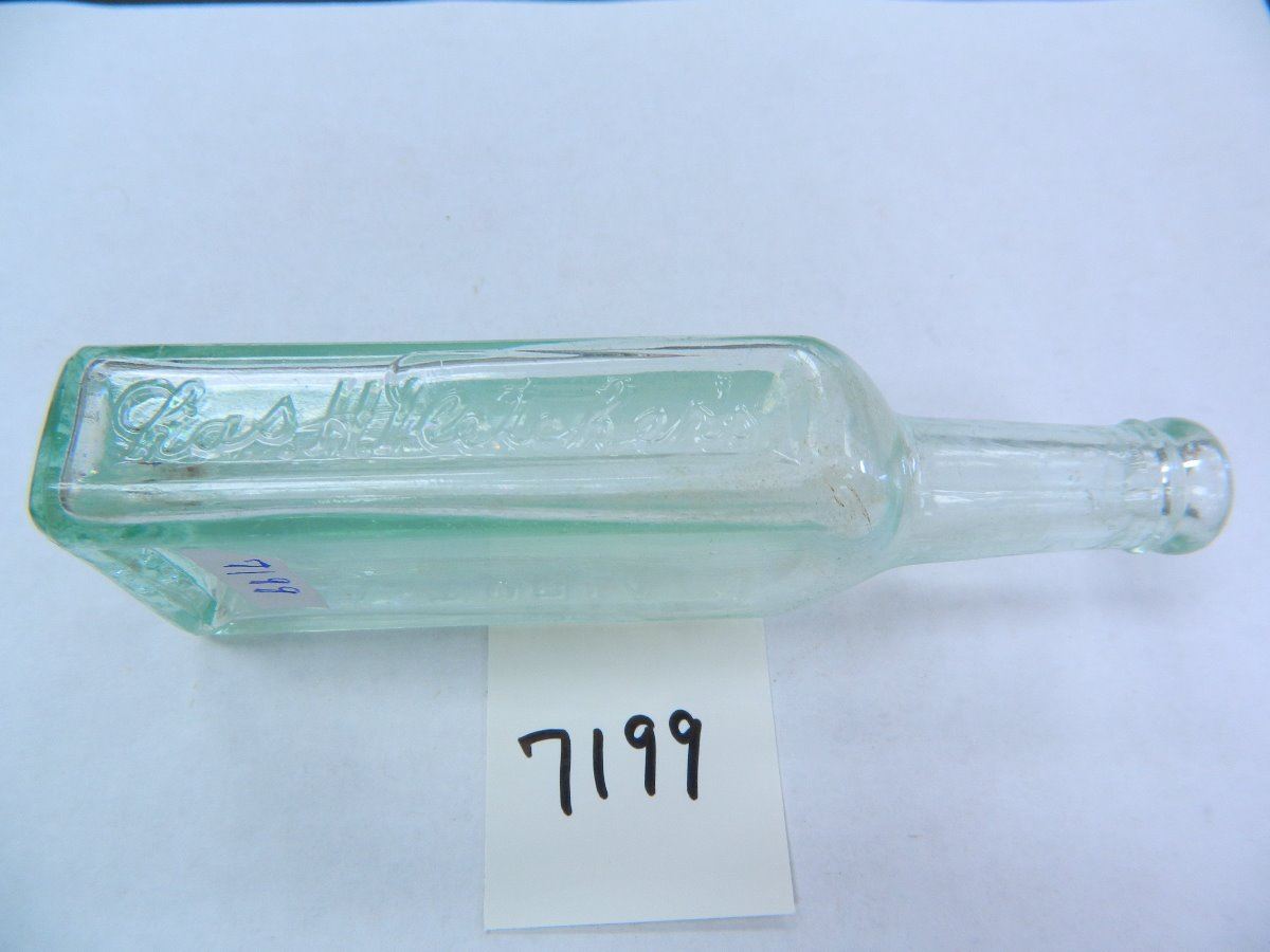 Vintage Embossed Aqua Chas H Fletchers Castoria Bottle 5 34 Tall Early 1900s