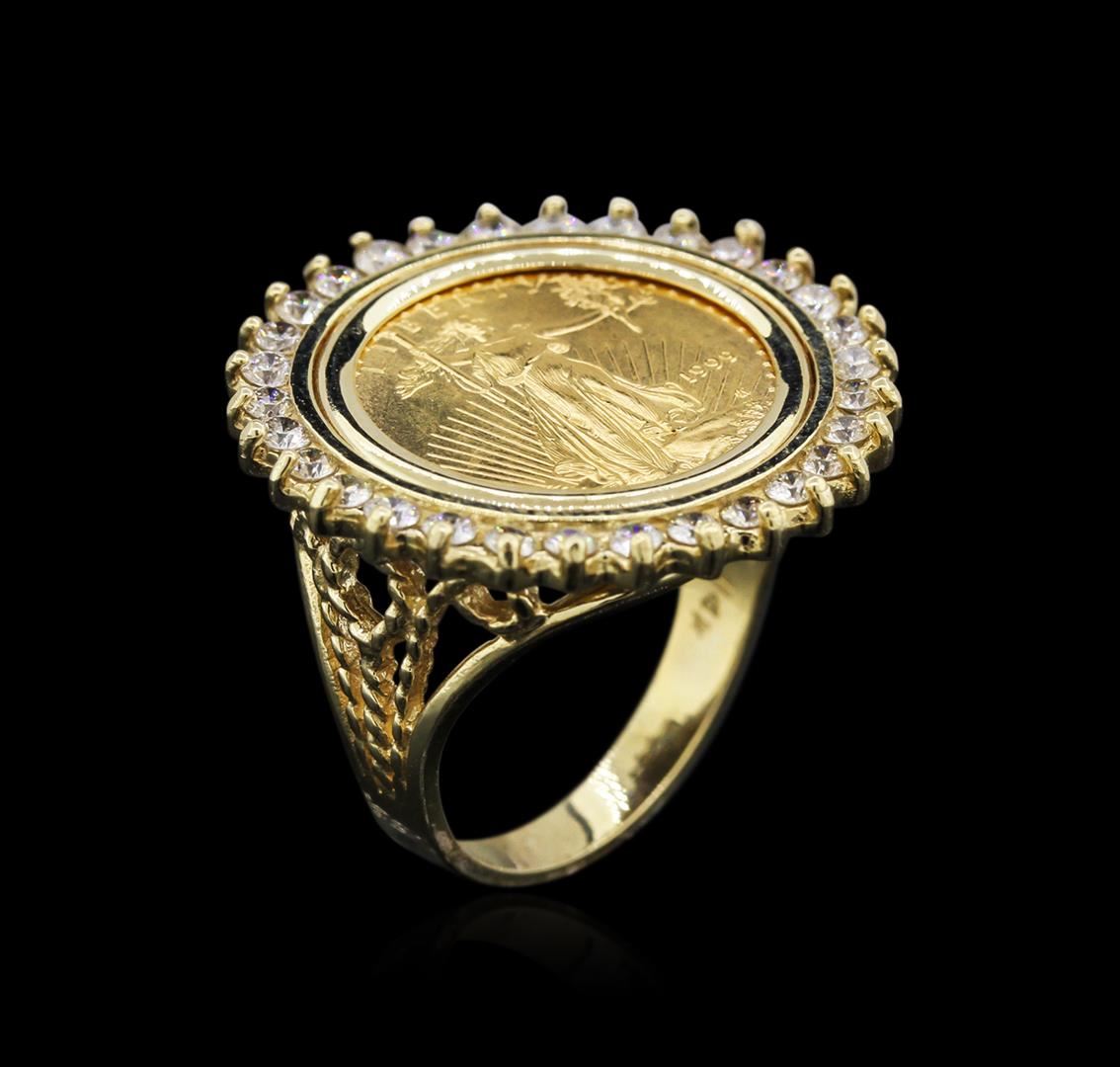 14KT Yellow Gold 0.37ctw Diamond Coin Ring