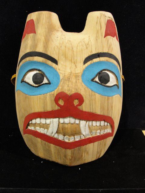 Signed Carved Native Bear Mask