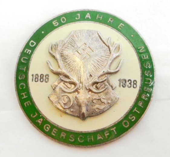 GERMAN NAZI 50 YEAR HUNTING ASSOCIATION BADGE