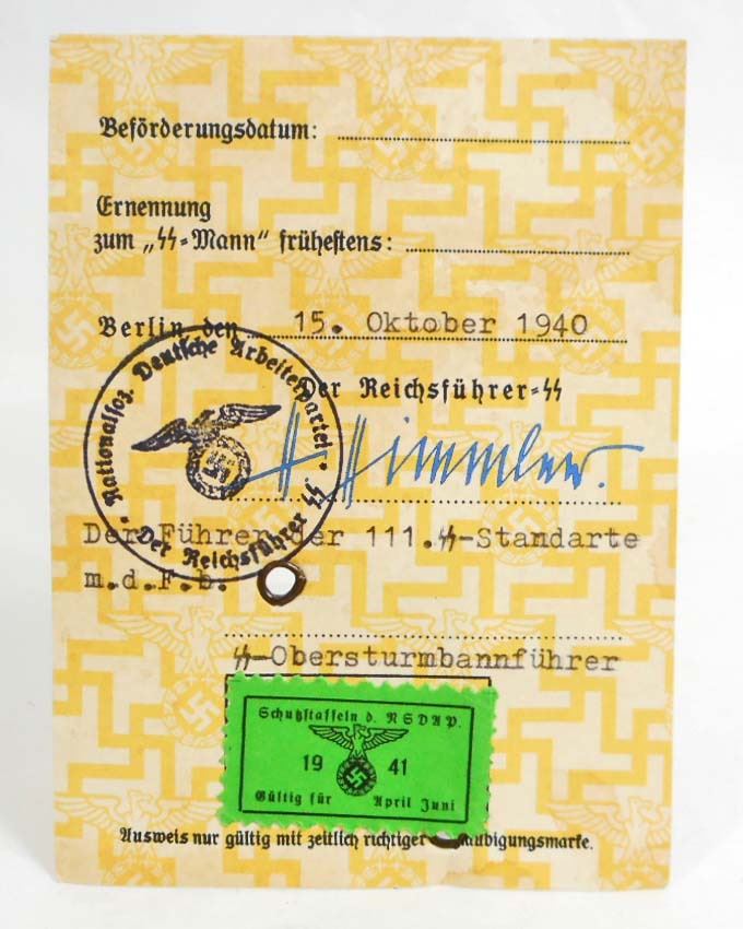 GERMAN NAZI WAFFEN SS AUSWEIS SOLDIER IDENTIFICATION CARD
