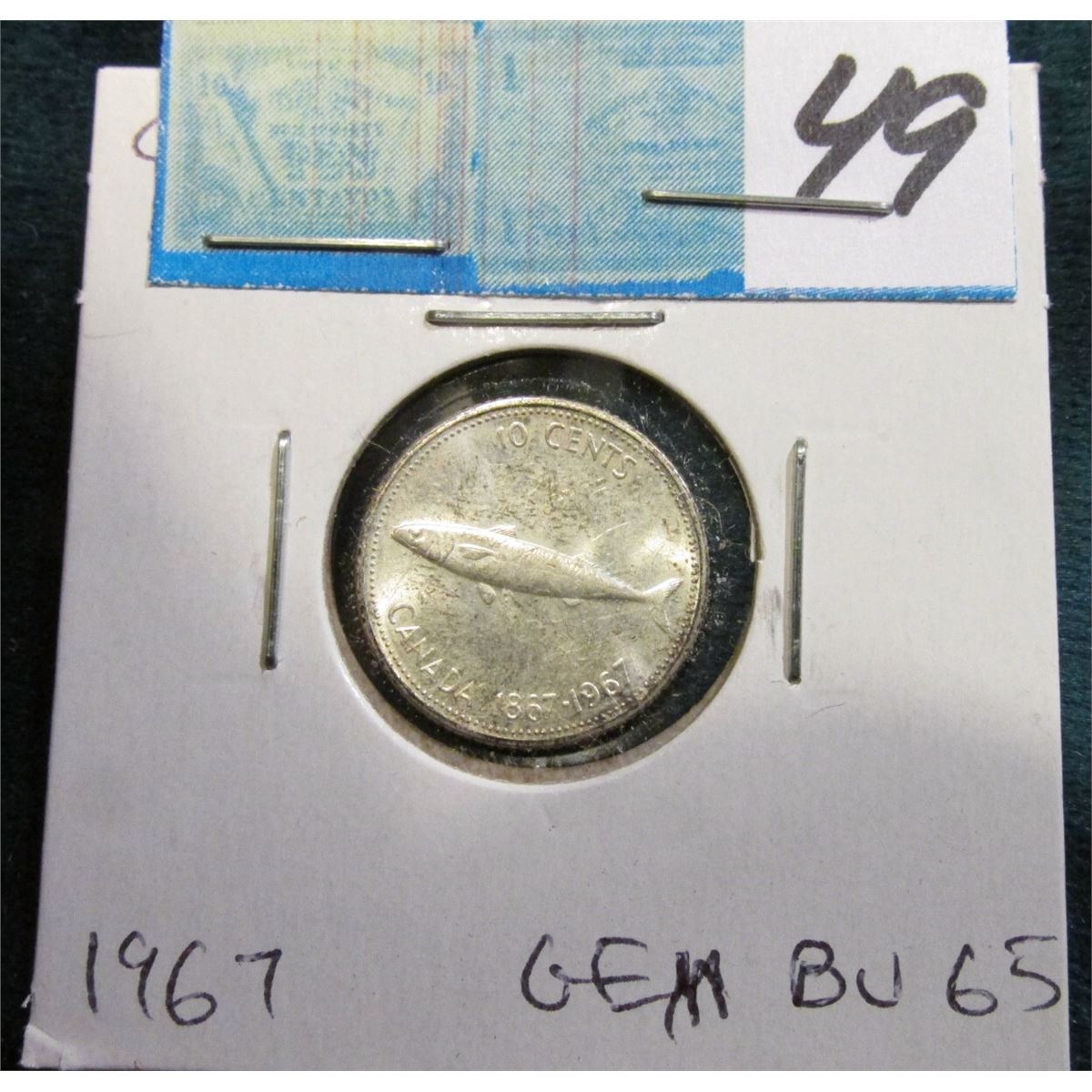 1967 Canada Silver Dime, Gem BU 65.