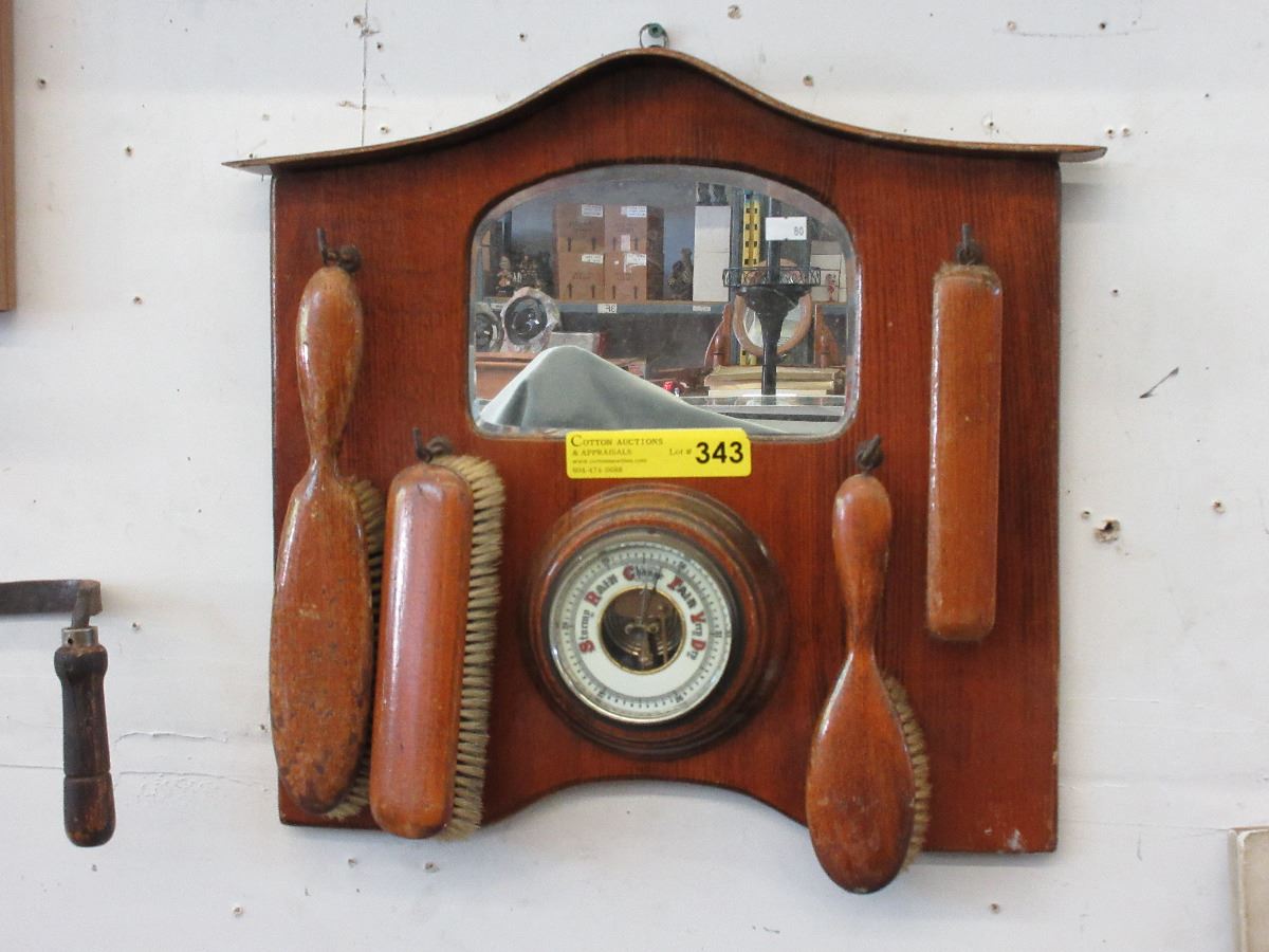Vintage barometer with brush set