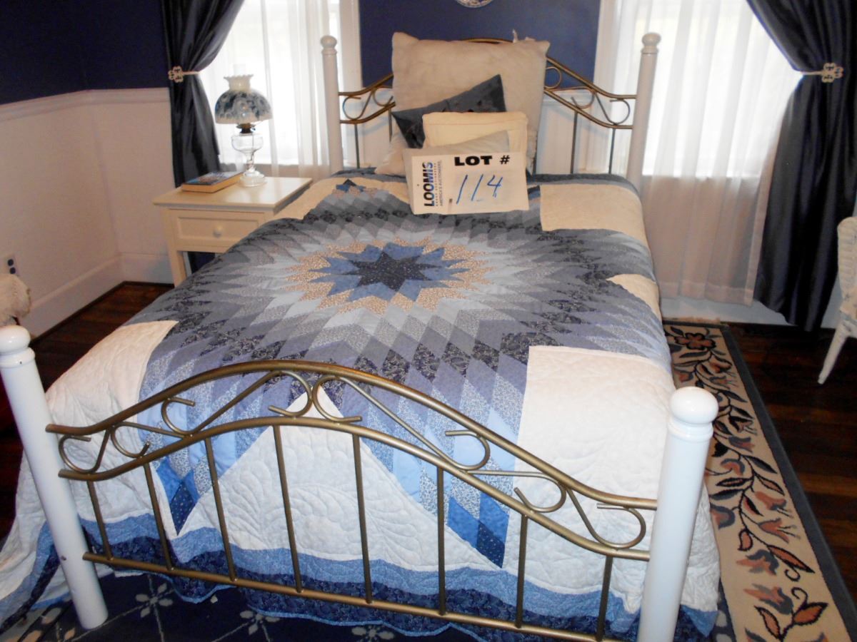 BRASS LOOK AND WHITE METAL BED FRAME