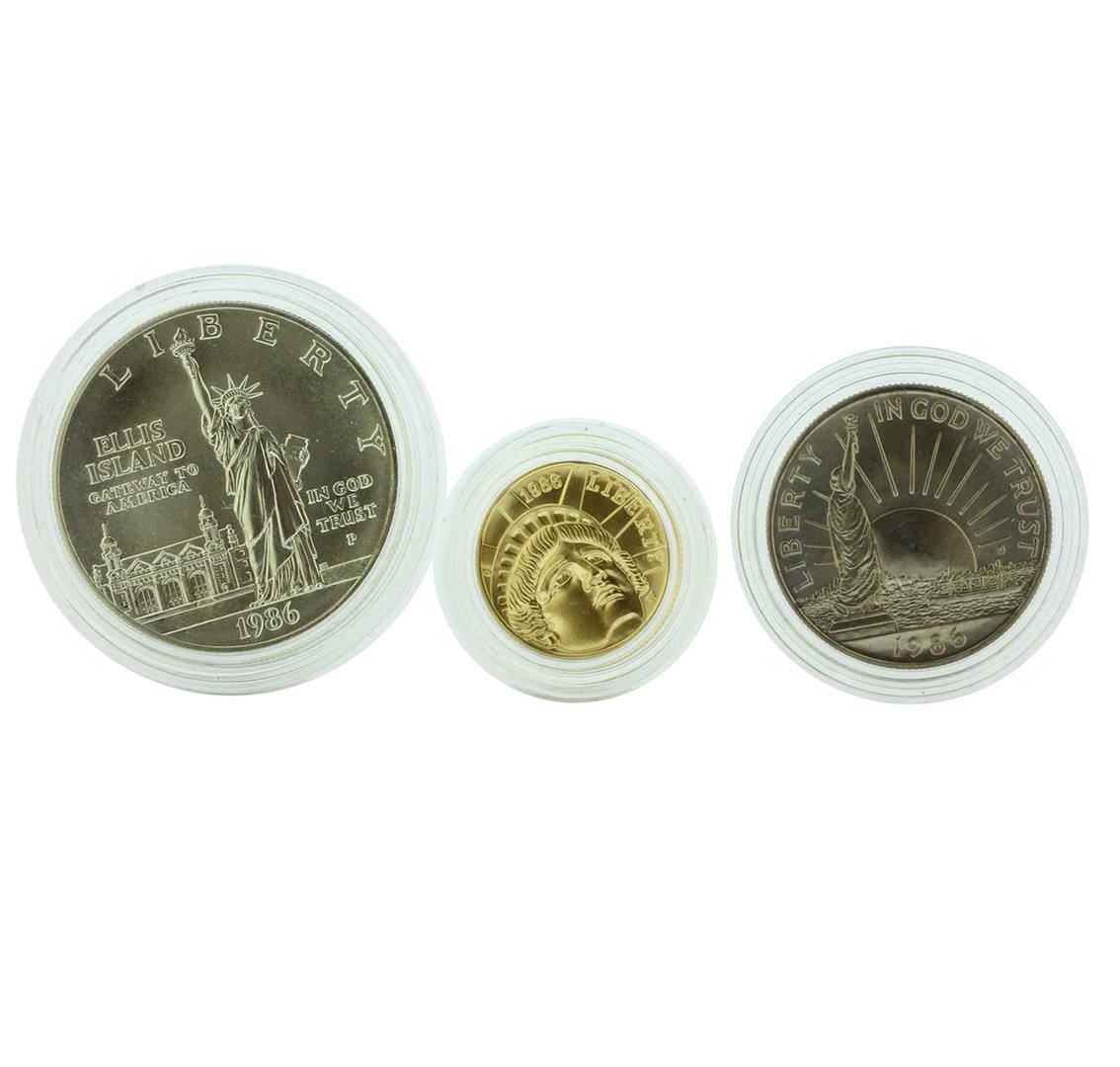 1986 (3) Coin United States Liberty Proof Coin Set