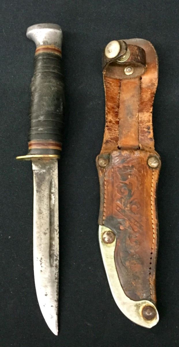 Vintage Western Brand Knife with Sheath