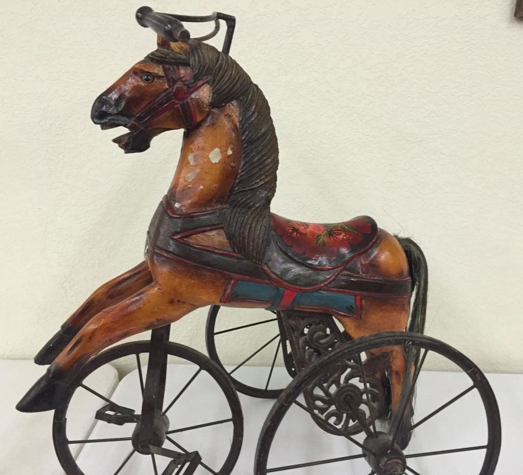 Vintage Wooden Horse Tricycle
