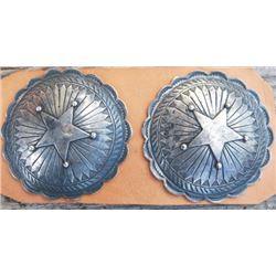 Pair of 3 inch silver conchos