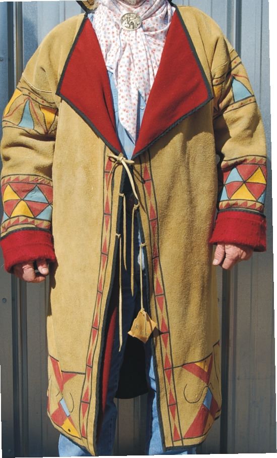 wool lined leather decorated mountain man coat, XL