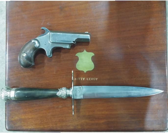 Wood cased set - outlaw Kitty Leroy's silver mounted Shively dagger