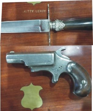 Wood cased set - outlaw Kitty Leroy's silver mounted Shively dagger