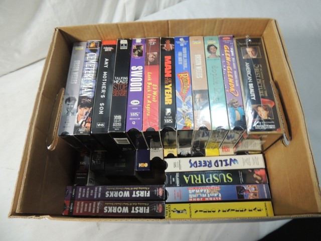 BIG BOX FULL VHS VIDEO TAPES MANY NEW NEVER OPENED