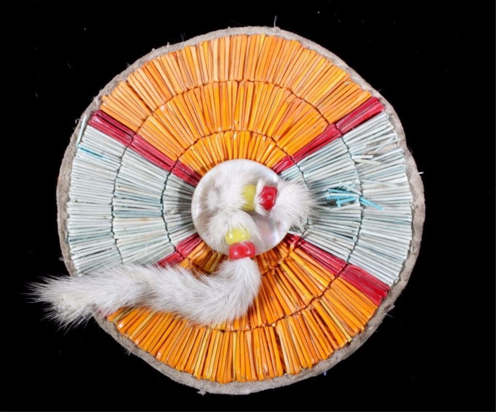 Sioux Quill Work Blanket Medallion Patch c. 1890