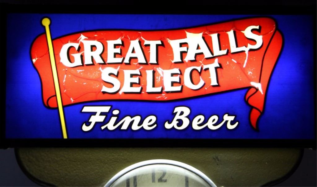 Great Falls Select Beer Lighted Clock Sign