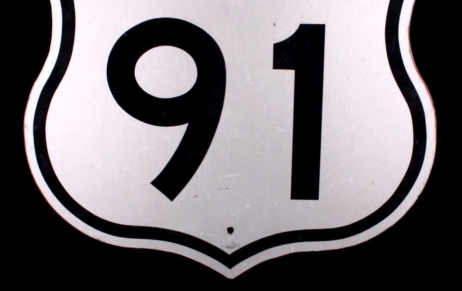 U.S. Route 91 Wooden Highway Sign from Montana