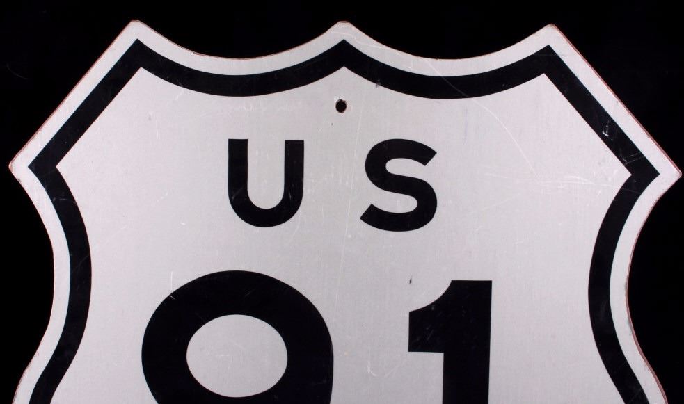 U.S. Route 91 Wooden Highway Sign from Montana