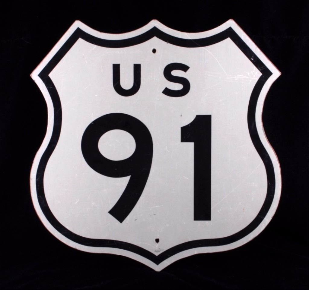 U.S. Route 91 Wooden Highway Sign from Montana