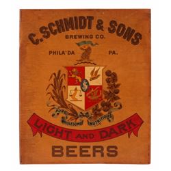 Pre-Prohibition Schmidt and Sons Wooden Sign