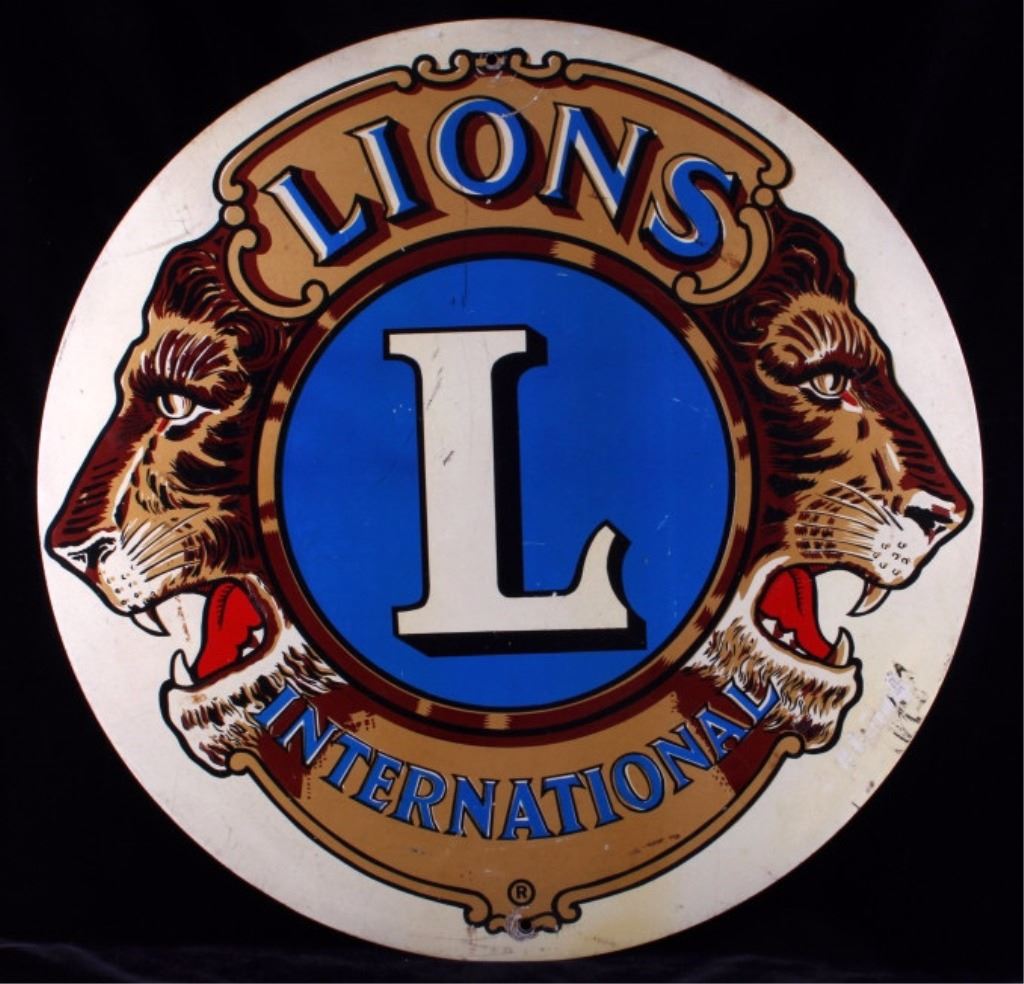Lions International Round Tin Sign