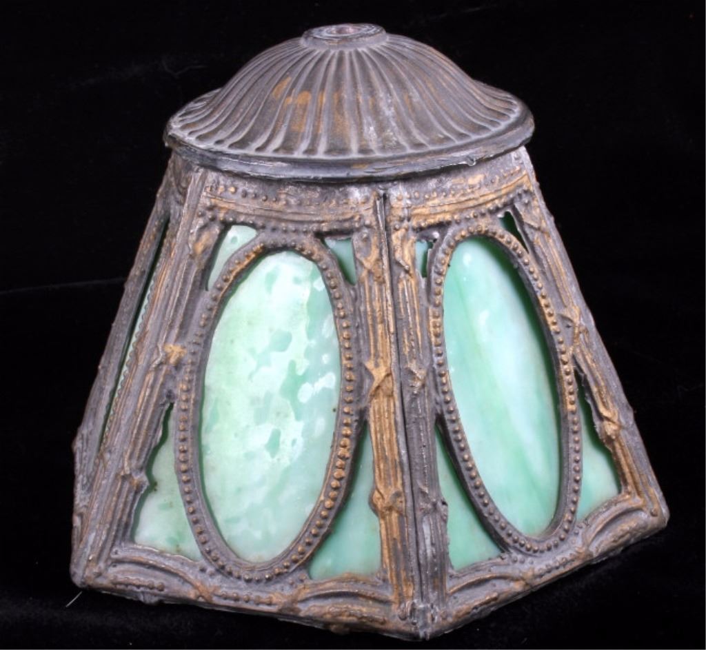 Antique Lead and Slag Glass Lamp Shade