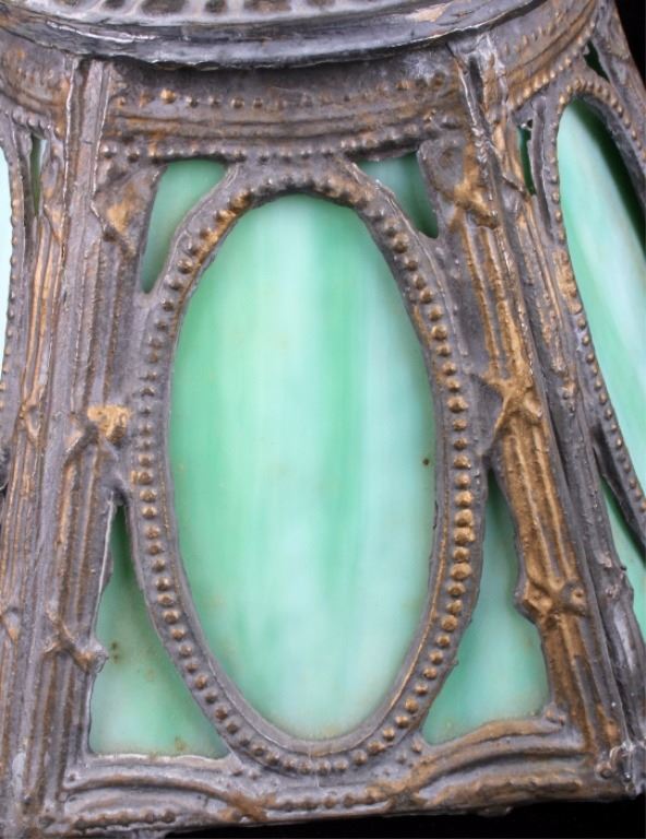 Antique Lead and Slag Glass Lamp Shade