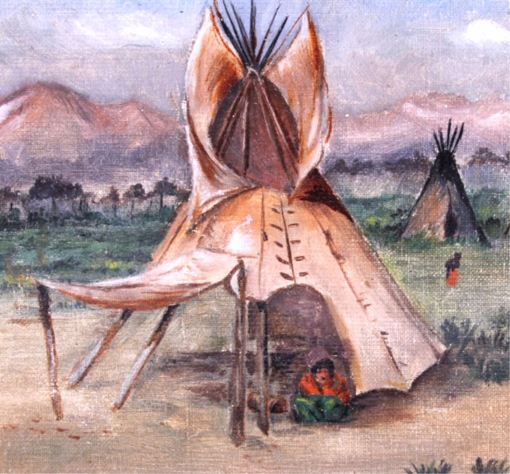 Antique Native American Oil Painting