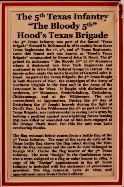 Hood's 5th Texas Infantry Brigade Civil War Relic