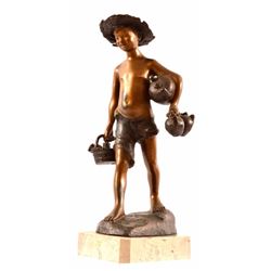 Boy Carrying Water Bronze Statue