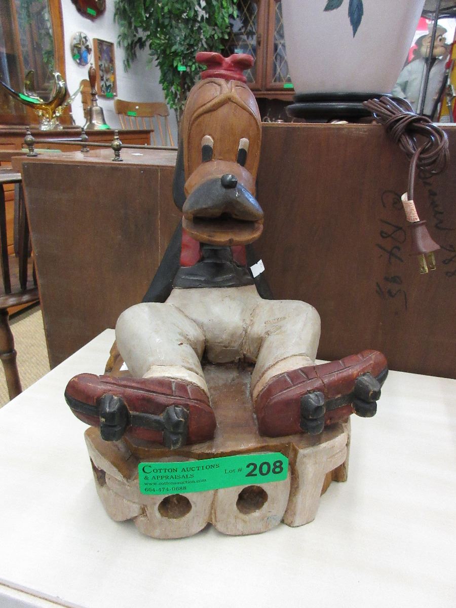 Wood carved "Goofy" statue