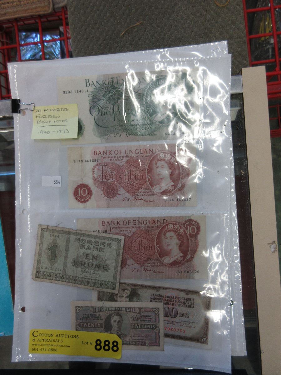 20 Assorted Foreign Bank Notes