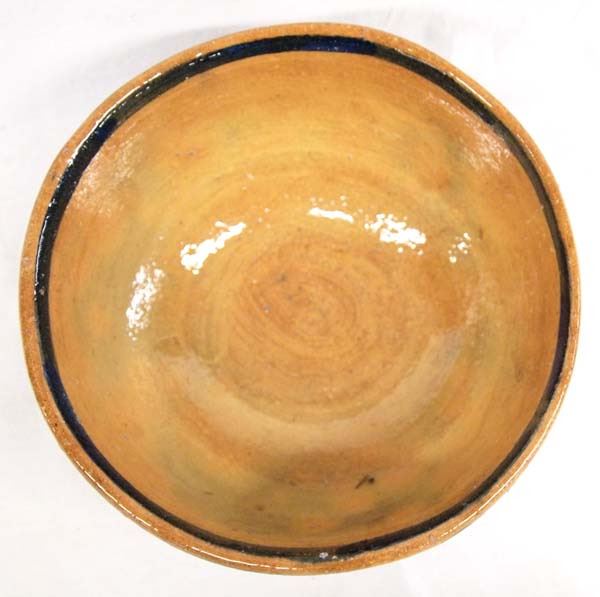 Antique Mexican Cobalt Blue Redware Bowl